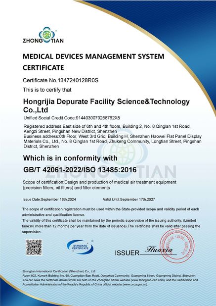중국 Hongrijia Depurate Facility Science & Technology Co., Ltd. 품질 관리